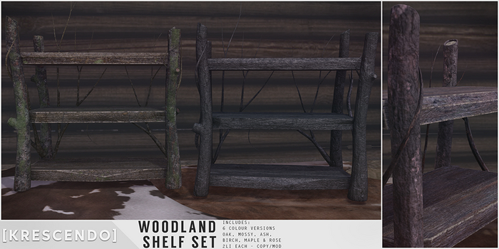 Second Life Marketplace - [Kres] Woodland Shelf Set